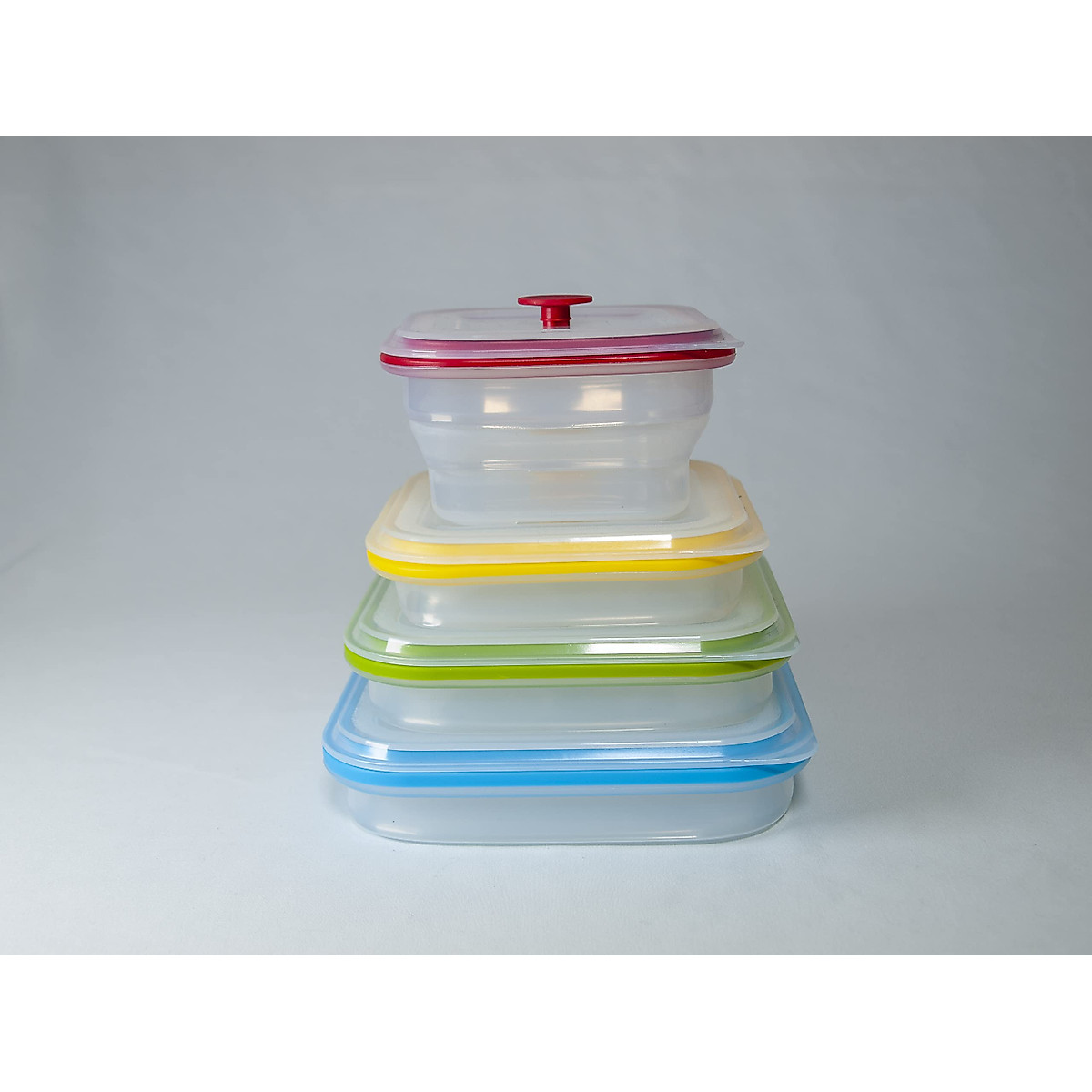 Aura Global 4-Pack Collapsible Platinum Silicone Food Storage Containers - LFGB Certified, BPA-Free, Microwave, Freezer, Dishwasher Safe, Reusable with Easy-Fit Lids - Premium Kitchen Solution