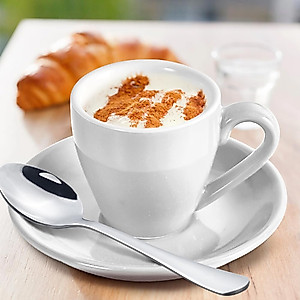 homEdge Porcelain Espresso Cup Set with Saucers and Spoons - 80 ml / 2.67 oz, Set of 4, White