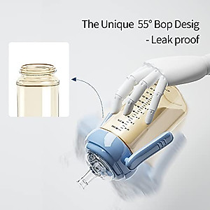 FLYBABY PPSU Sippy Cup with Handles for Toddlers, Weighted Straw Cups Spill Proof, Water Bottle for Kids 1 Year+, 10 Ounce Light Pink