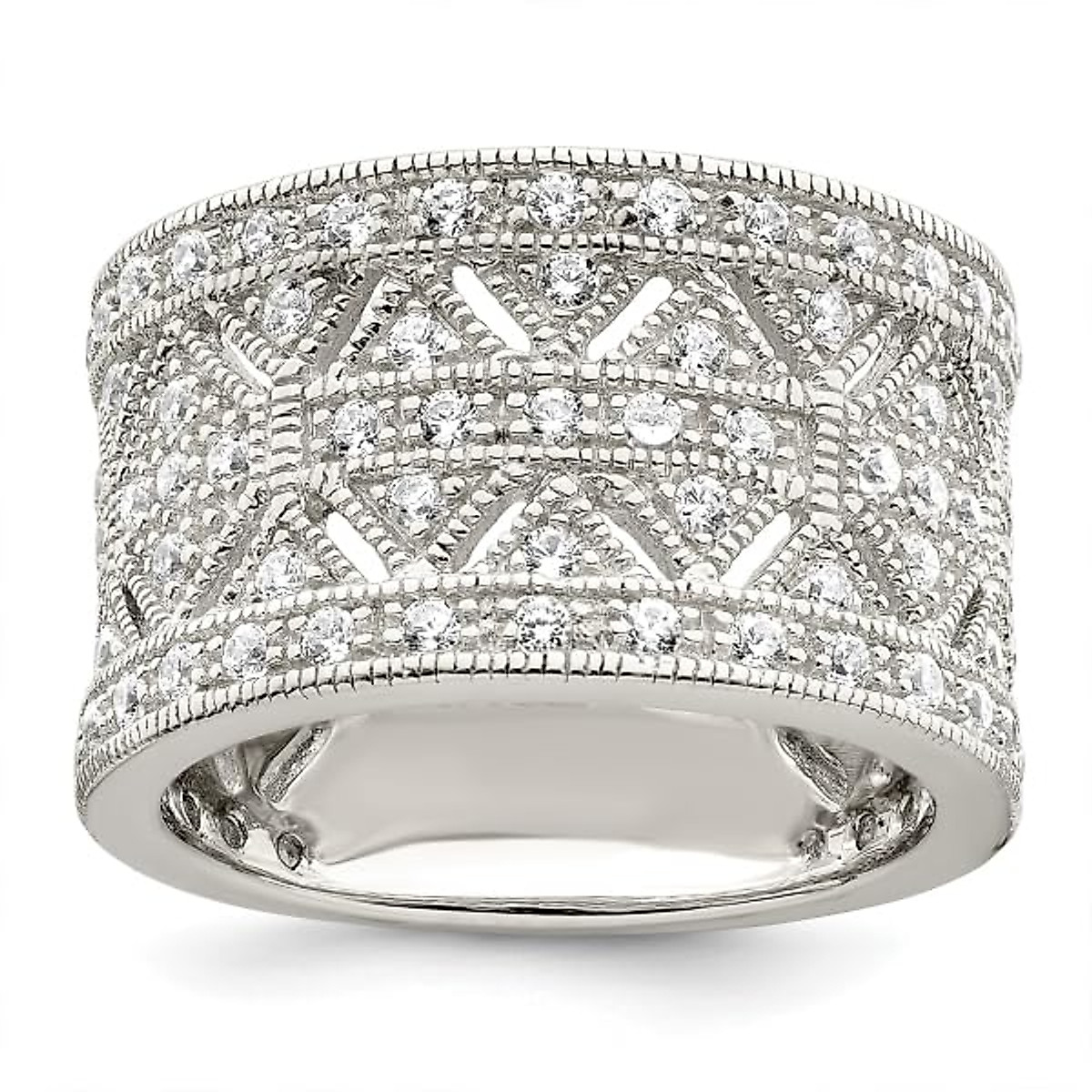 IceCarats 925 Sterling Silver Cubic Zirconia CZ Vintage Wedding Band Ring Size 6