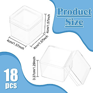 BENECREAT 18 Pack Square High Transparency Plastic Bead Storage Containers Box Case for beauty supplies,Tiny Bead,Jewerlry Findings, and Other Small Items - 1.57x1.57x1.57 Inches
