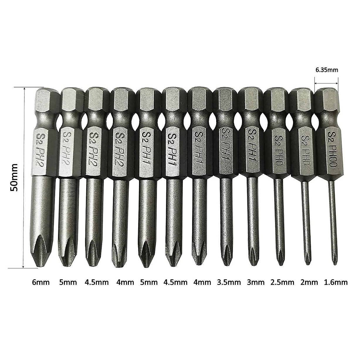 aiyun 18 Piece Slotted Phillips Screwdriver Bit Set, 1/4 Inch Hex Shank S2 Steel Magnetic 2Inch Long Drill Bit Set with Storage Box (Slotted Phillips)