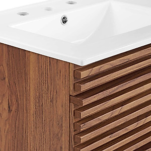 Modway Render 24" Wall-Mount Bathroom Vanity in Walnut White