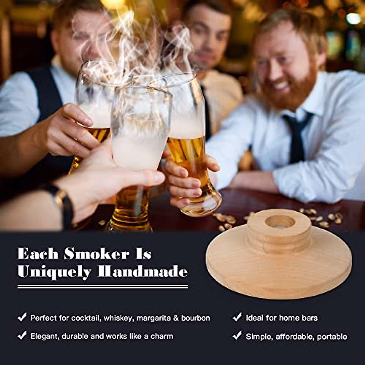 Drink Smoker Kit with Cherry Wood Chips, Old Fashioned Drink Smoker for Smoked Drink and Food, Best Gift for Father, Husband, and Cocktail Lovers