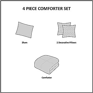 Intelligent Design Senna Comforter Set Twin/Twin XL Size - Aqua Blue/Gray, Damask – 4 Piece Bed Sets – All Season Ultra Soft Microfiber Teen Bedding - Great For Dorm Room and Girls Bedroom