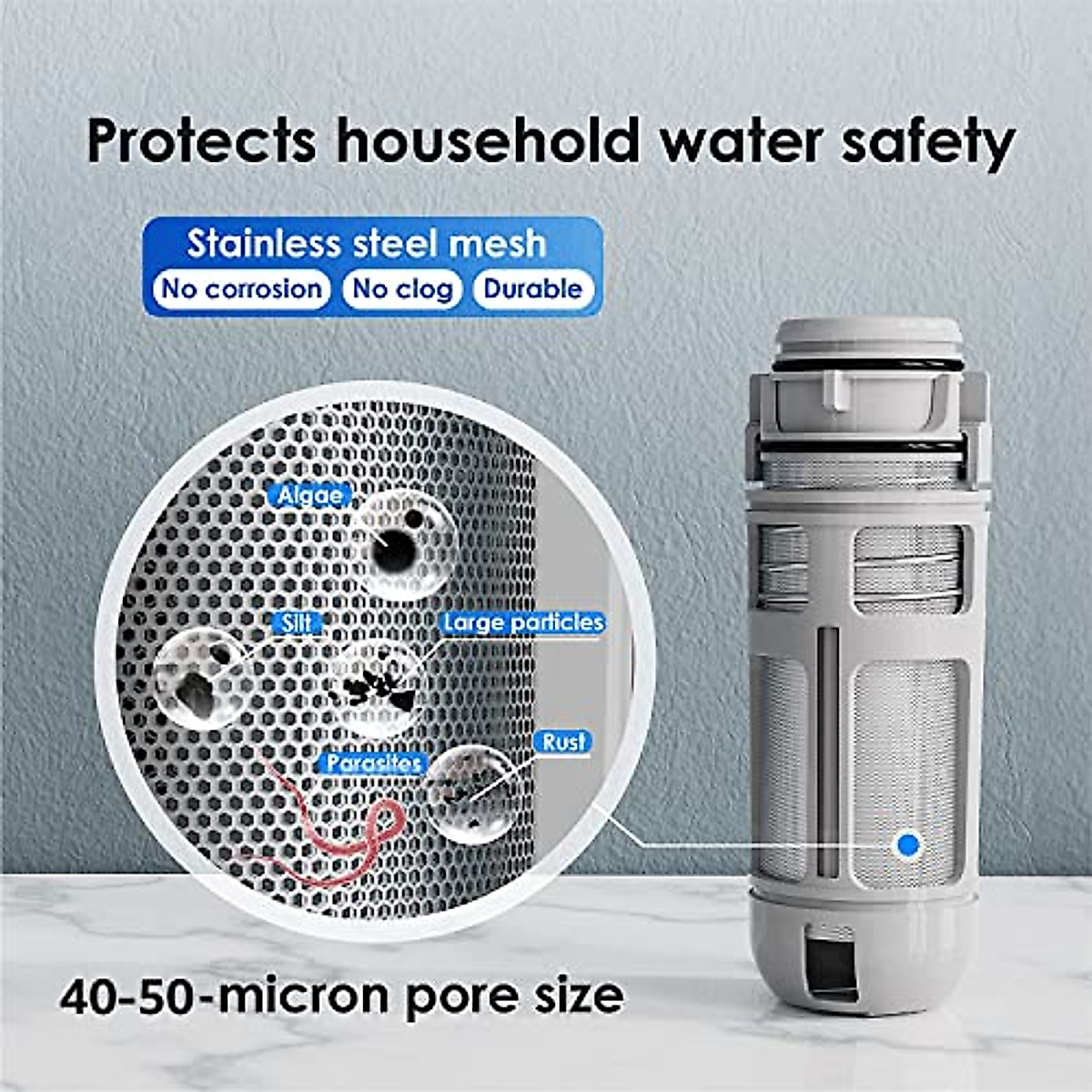 Waterdrop Spin Down Sediment Filter, Whole House Water Filter System, Auto Flushing Backwash, 40-50 Micron, Traps Sand, BPA Free, WD-PFA