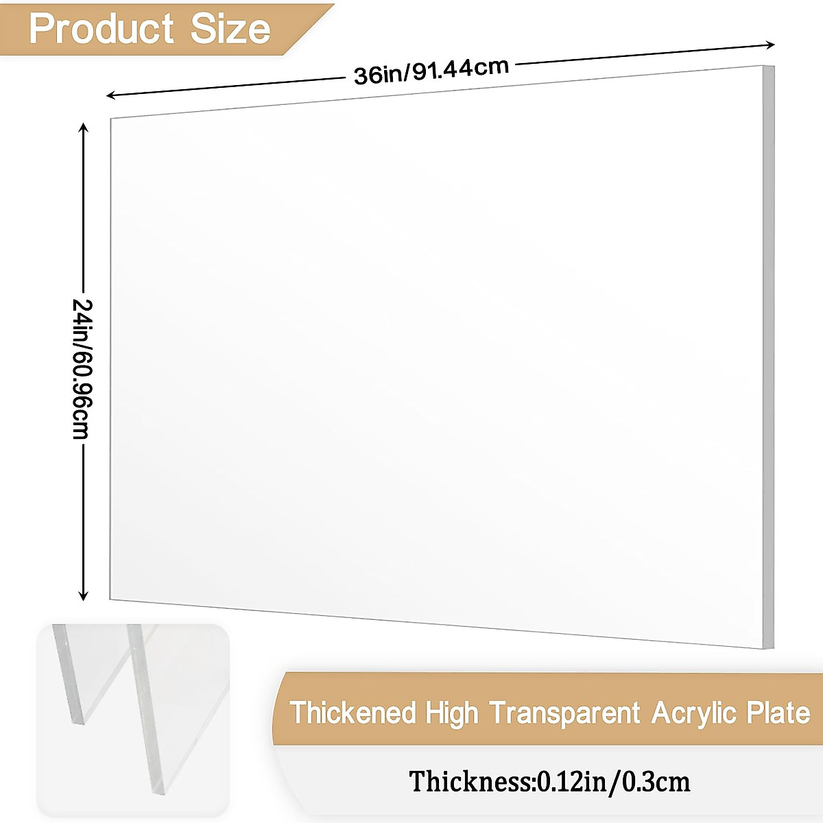 ADTDA 2 Pieces 1/8" Thick (3mm) Acrylic Sheets,Clear Cast Plexiglass 24” x 36” with Protective Paper for Signs DIY Display Projects,Craft,Photo Frames