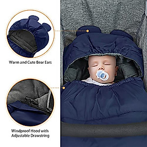 Stroller Bunting Bag for Baby, Infant Bunting Bag Winter Baby Sleeping Bag for Stroller Footmuff Waterproof, Warm Bunting Bag Toddler Sleeping Bag, Outdoor Universal Baby Bunting Bag, Dark Blue
