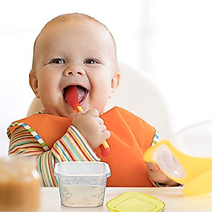 24 Pieces Baby Food Storage Freezer Containers, 4 oz Plastic Baby Food Jars with Leakproof Lids, Small Baby Blocks Snack Containers and White Sticker Label for Infant Babies