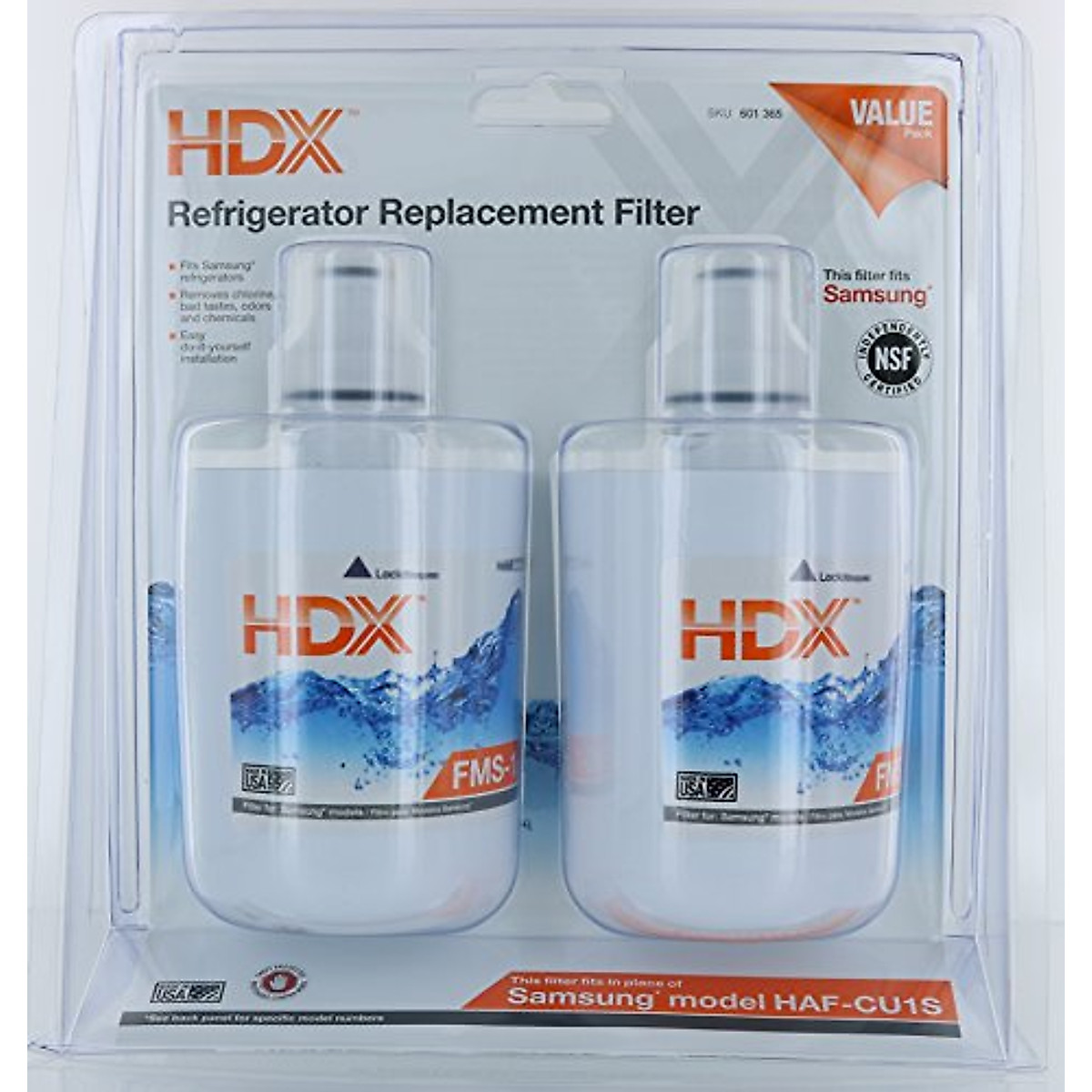 HDX FMS-1 Replacement Water Filter / Purifier for Samsung Refrigerators (2 Pack)