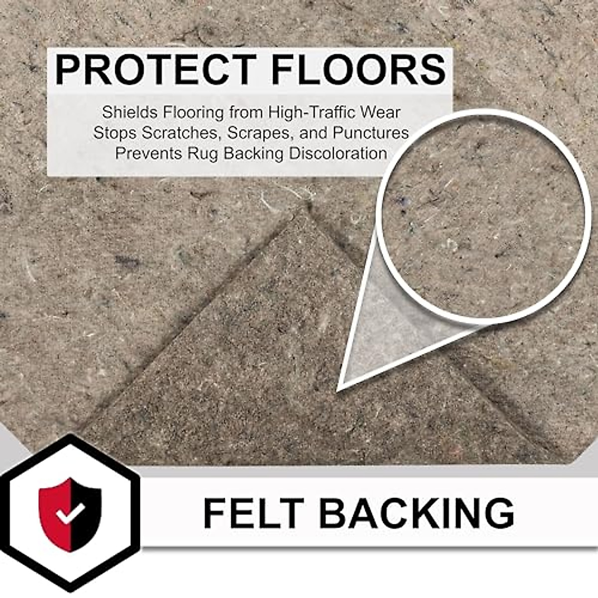 Mohawk Home 5' x 7' 1/2 Rug Pad 100% Felt Protective Cushion, Premium Comfort Underfoot – Safe for All Floors
