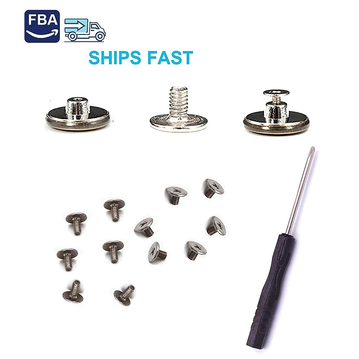 12 Pcs Button for Sewing Metal Jeans ,ICEYLI 17 mm No-Sew Nailess Removable Metal Jeans Buttons Replacement Repair Combo Thread Rivets and Screwdrivers