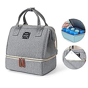 Breast Pump Backpack - Mini Diaper Bag Insulation Lunch Bag Portable Mommy Bag with Double Layer for Women