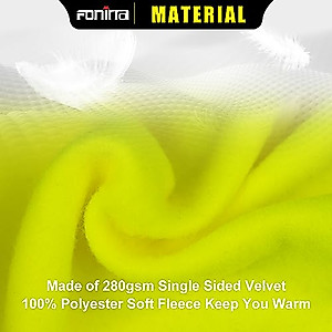 FONIRRA Hi Vis Safety Fleece Zip Hoodie for Men Reflective Sweatshirts ANSI Class 3 Jackets Detachable Hood (Yellow,XL)