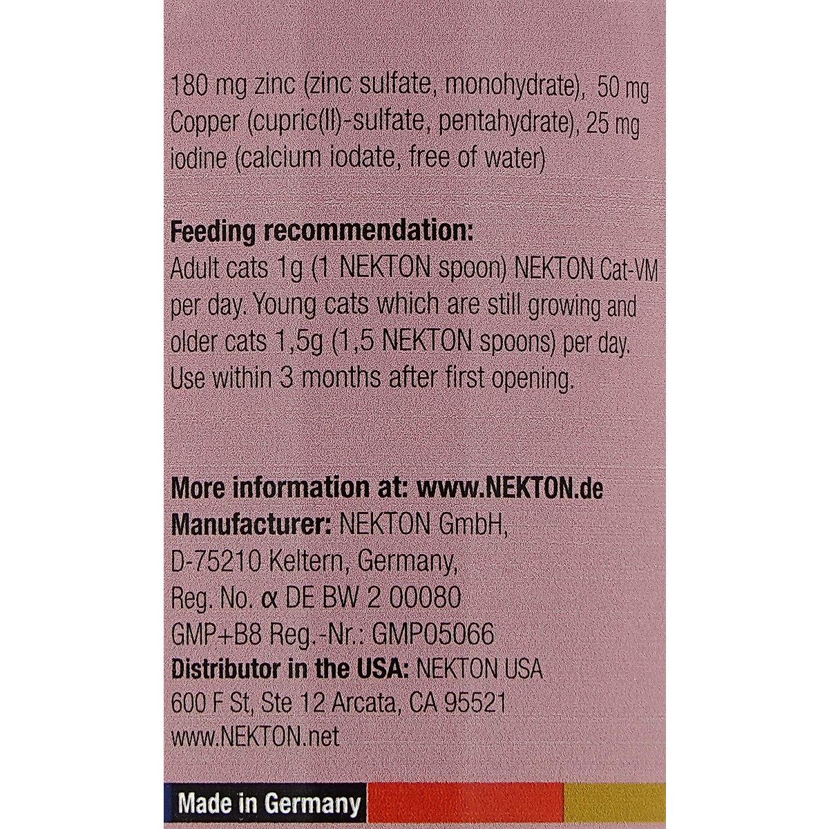 NEKTON Cat-VM Vitamins, Minerals, Taurine, and Arginine for All Cats 150gm / 5.29oz