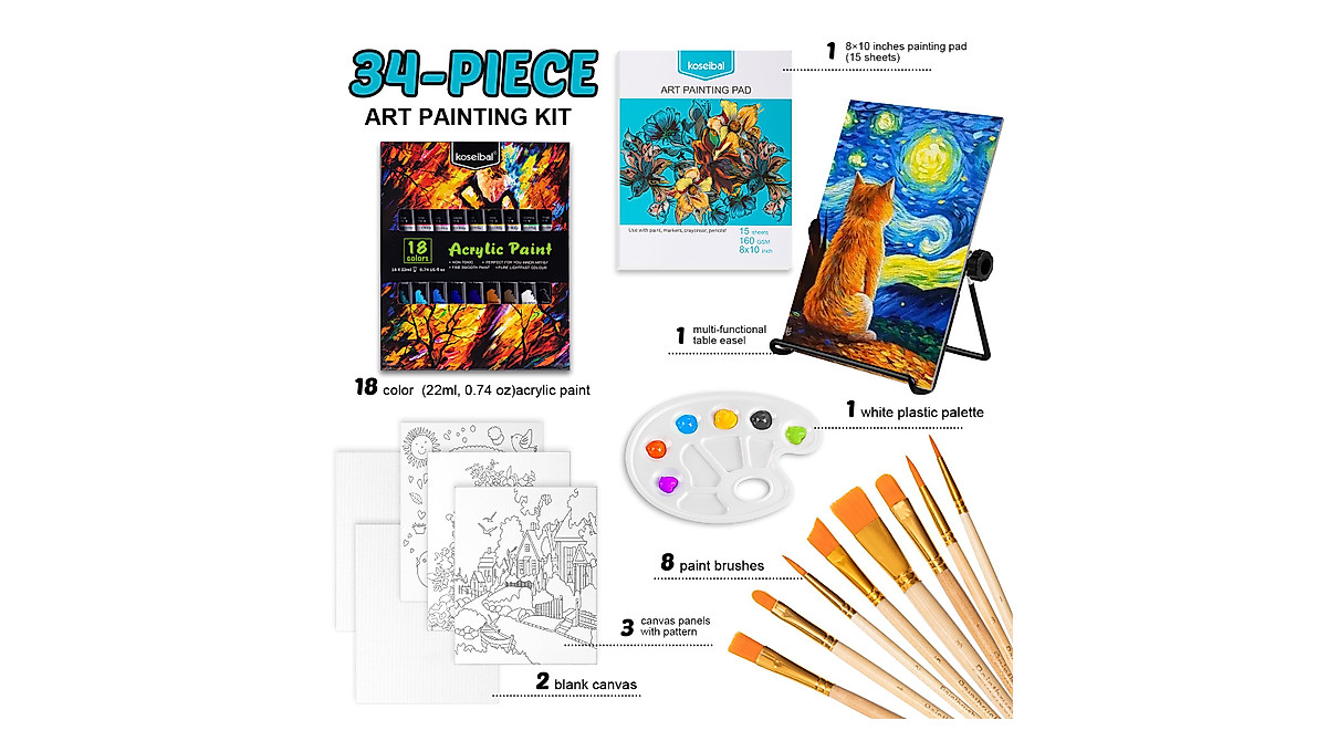 Kids Acrylic Paint Set with 12 Colors & Easel | Fun Art Kit for Beginners