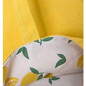 ELYEEBLEE Double-Sided Canvas Tote Bags, Reusable Grocery Shopping Bags for Women Girls Kids, Pack of 3 (Orange,Yellow, Green)