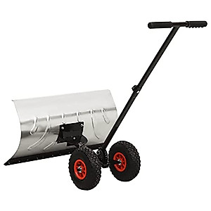 Canditree Manuel Snow Plow, Heavy Duty Wheeled Snow Shovel for Driveway or Pavement Clearing