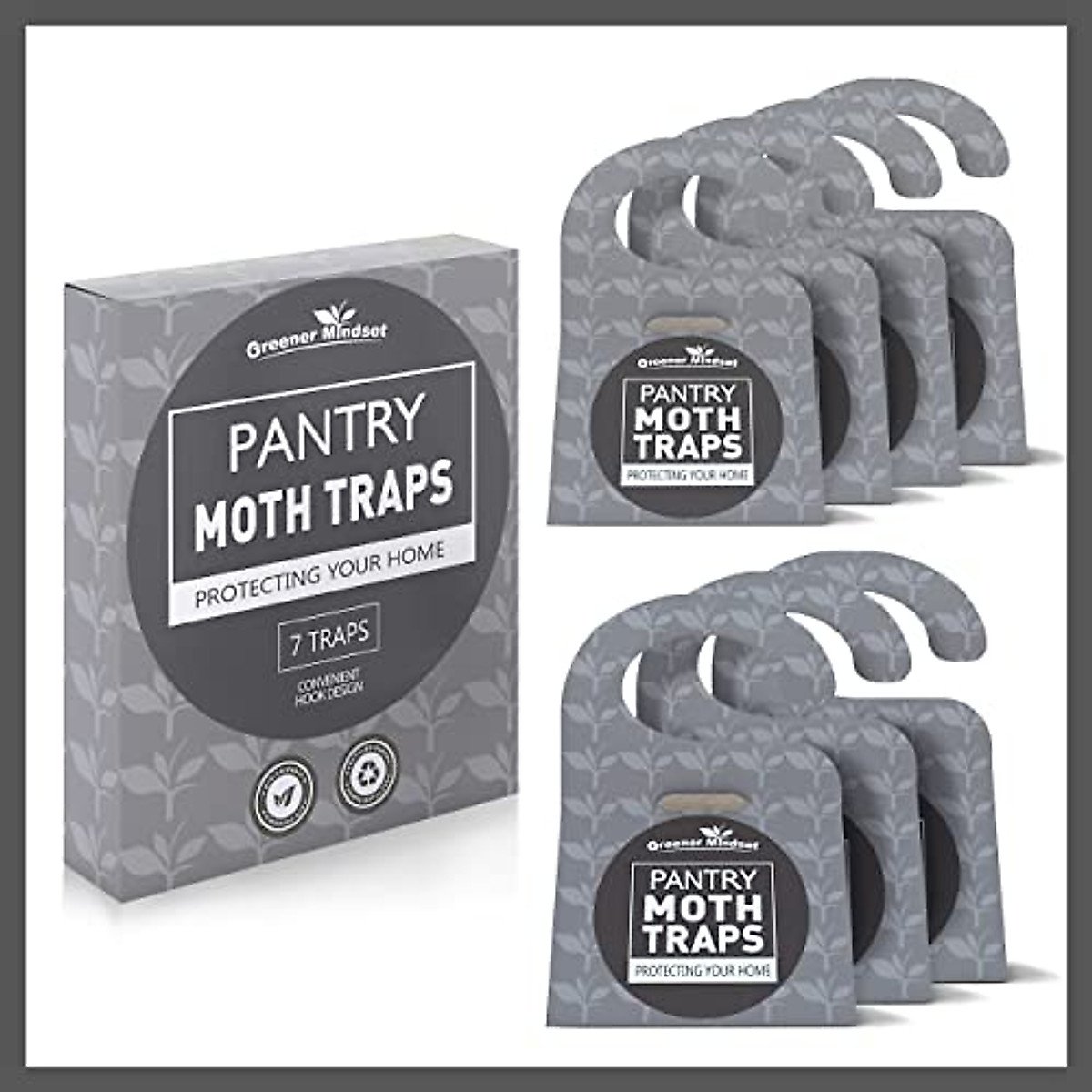 Greener Mindset Moth Traps for House - 7 Pack, Indoor Pheromone Pantry Moth Trap with Convenient Hook for Home Infestation Prevention