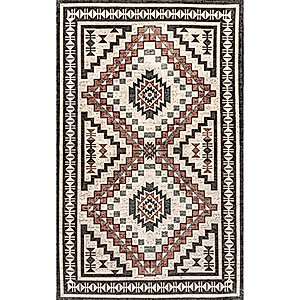 nuLOOM Leighton Machine Washable Southwestern Medallion Area Rug, 8' x 10', Beige