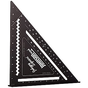 Johnson Level & Tool 1904-1200 Johnny Square Professional Easy-Read Aluminum Rafter Square, 12", Black, 1 Square