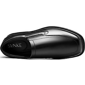 SVNKE Men's Casual Slip-on Loafers Stretch Shoes Square Toe Wedding Dress Shoes Luxury Bussiness Office Shoes Black 10