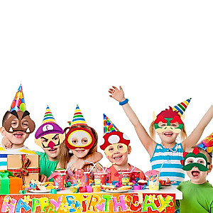 OU RUI 12 Pcs Felt Mask Themed Party Supplies for Mario Birthday Party Gifts Decoration Celebration Party Fan Cartoon Cosplay Pretend Game Accessories Gifts