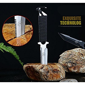 Fixed Blade Hunting Knife, Straight Blade, Nylon Handle Cover