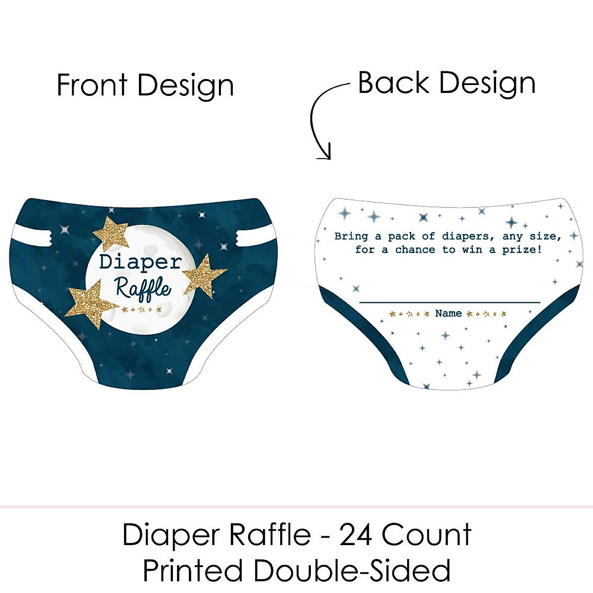 Big Dot of Happiness Twinkle Twinkle Little Star - Diaper Shaped Raffle Ticket Inserts - Baby Shower Activities - Diaper Raffle Game - Set of 24