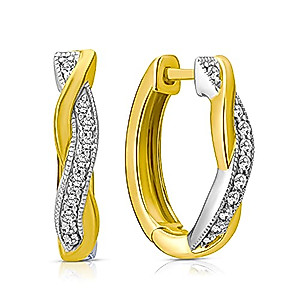 ARAIYA FINE JEWELRY 10K White and Yellow Gold Diamond Infinity Hoop Earrings for Women (1/3 cttw, I-J Color, I1 Clarity)