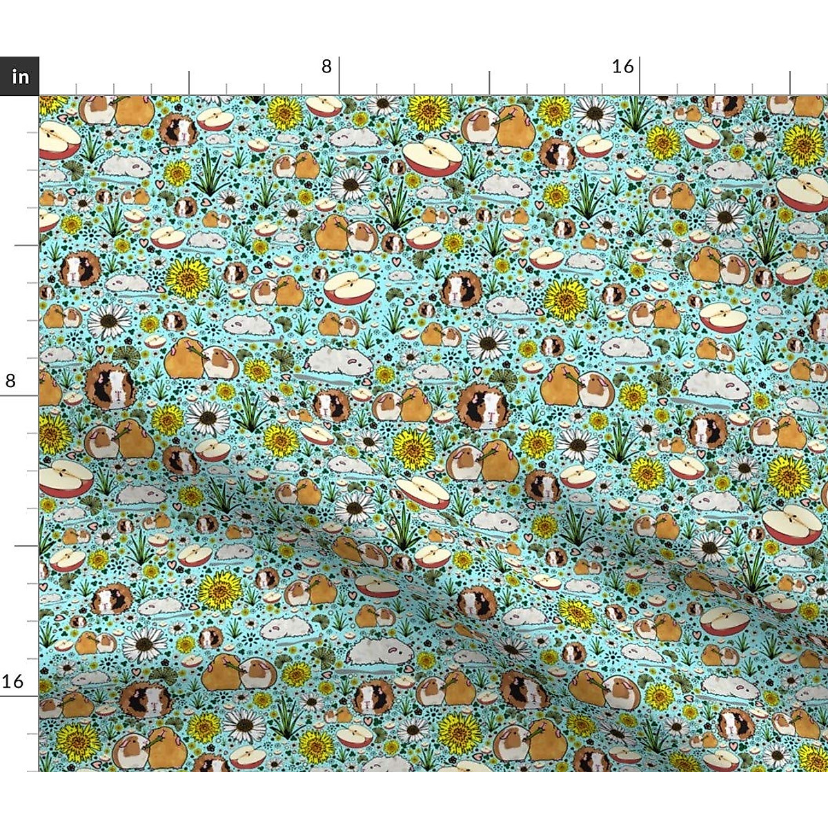 Spoonflower Fabric - Guinea Pigs Blue Pig Cute Cool Printed on Petal Signature Cotton Fabric Fat Quarter - Sewing Quilting Apparel Crafts Decor