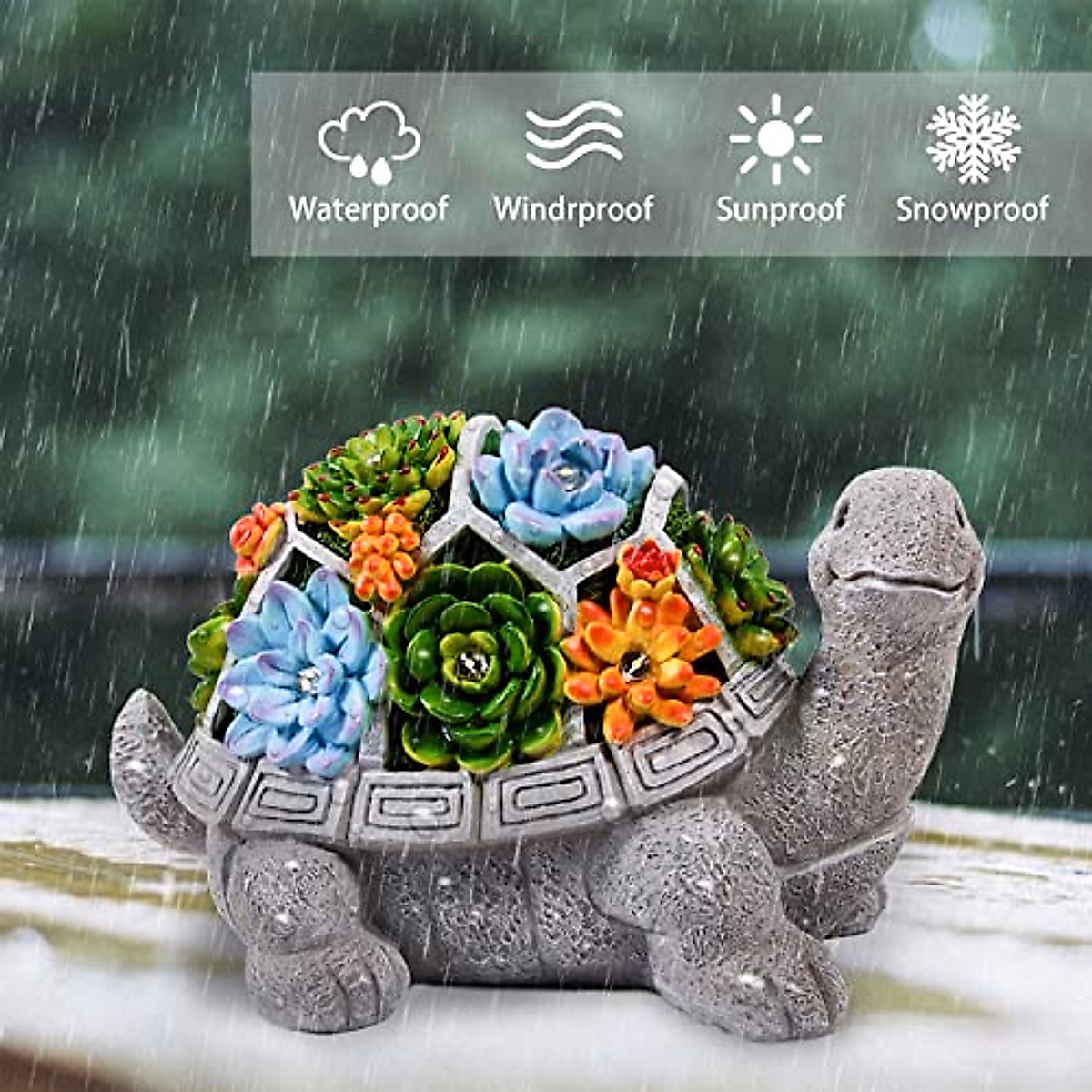 LESES Garden Statues, Turtle Garden Decor Clearance Solar Statue with 7 LED Lights Outdoor Ornament for Outside, Turtle Garden Figurines Cute Decorations for Patio Yard Lawn Gifts