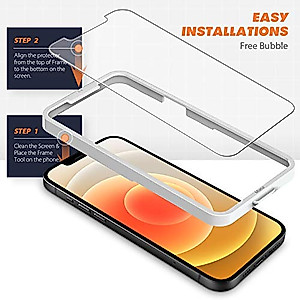 Mkeke Compatible with iPhone 12 Screen Protector, Tempered Glass Screen Protector for iphone 12 Pro 6.1 inch [3-Pack]