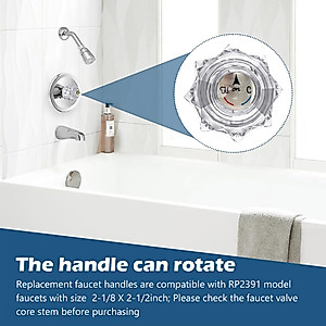 Shower Knob Replacement Compatible with Del-ta Faucet RP2391, 2-1/2" x 2-1/8" Shower Faucet Handle Replacement with Offset Hole(COLOR:clear)