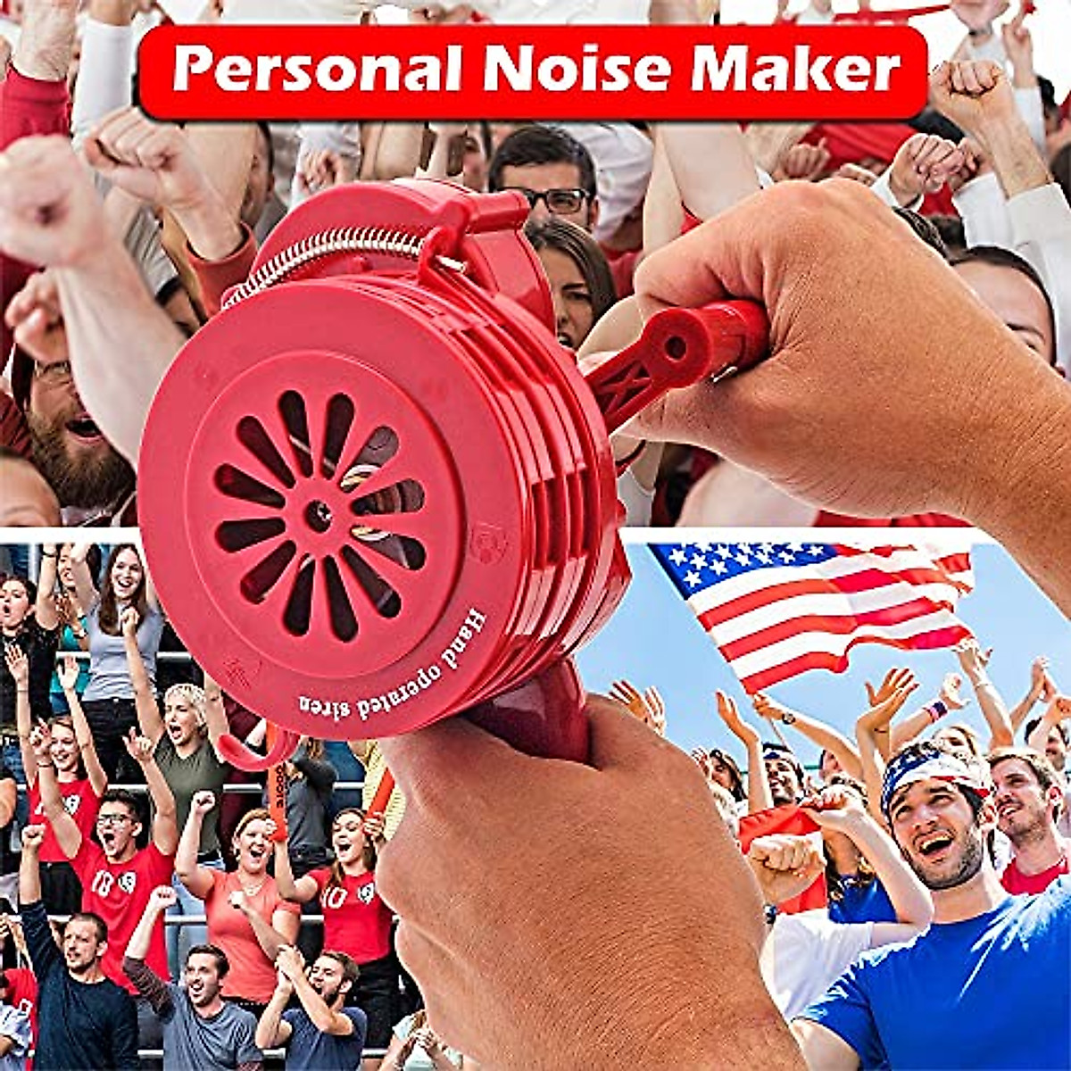 Vixen Horns Hand Crank Siren, Loud Portable Air-raid Hand Held Siren, Manual Operated Siren Horn, Handheld Fire Alarm Tornado Air Raid Siren (Plastic), VXS-1000P