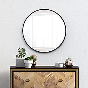 EMI HOME Black Round Mirror for Wall, 20 Inch Round Bathroom Mirror, Black Circle Mirror for Wall with Brushed Black Aluminum Frame, Circular Large Round Black Mirror