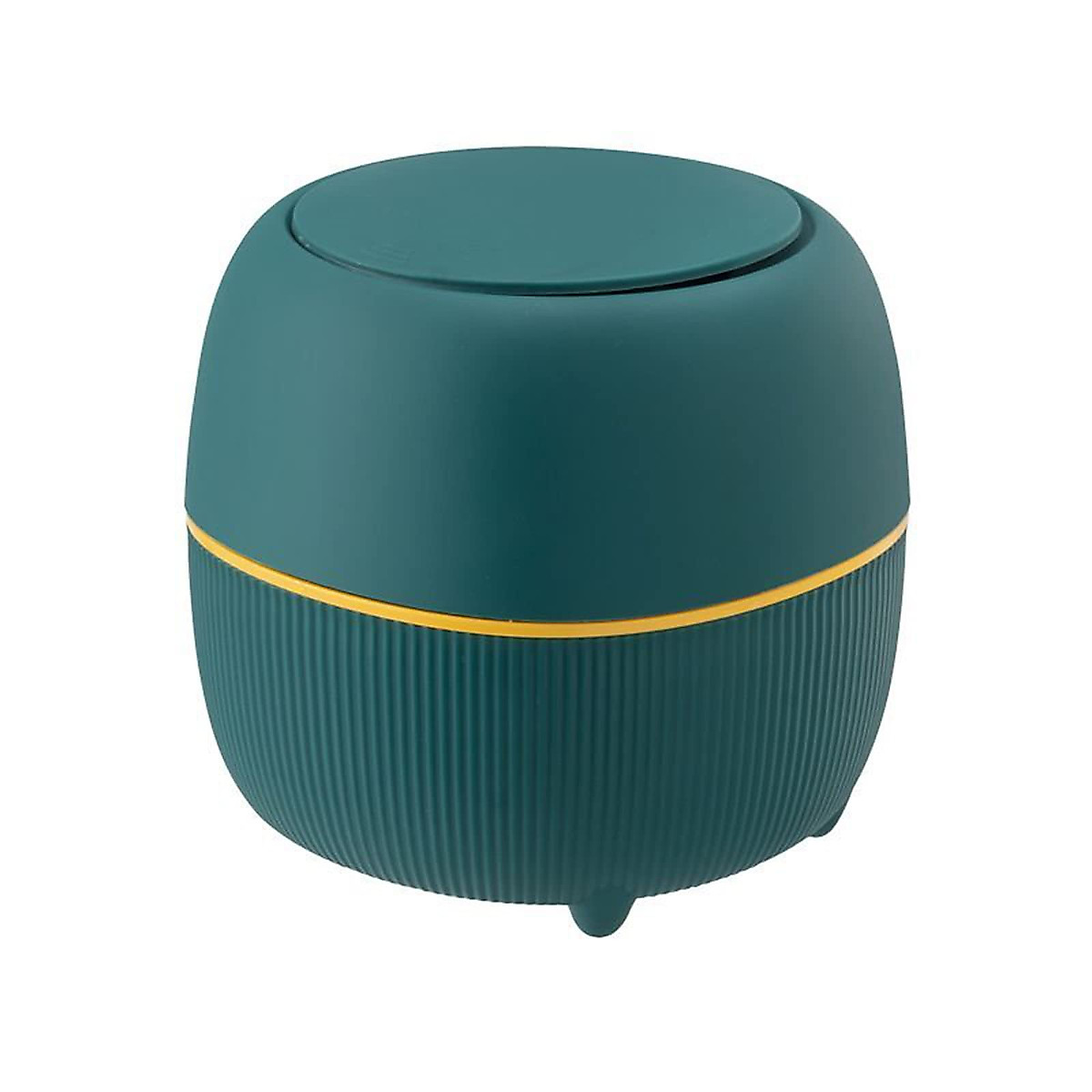 Plastic Trash can Creative Mini Desktop Trash can, with lid Small Home Office Cleaning Trash Button Desktop Storage bin, with 50 Trash Bags (Green)