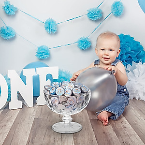 Clabby 504 Pieces Boy Girl Baby Shower Favors Stickers Mini Kisses Candy Stickers Chocolate Drop Labels Wrappers Little Cutie Baby Shower Decoration for Sprinkle Birthday Party(Blue Bear)