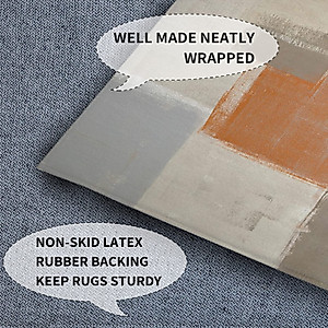 Orange Kitchen Rugs and Mats Set of 2, Orange Brown Beige Non-Skid Soft Absorbent Kitchen Mats Set for Floor, Modern Art Comfort Runner Rug Carpets for Sink, Laundry, Hallway, Dinning Room, Office