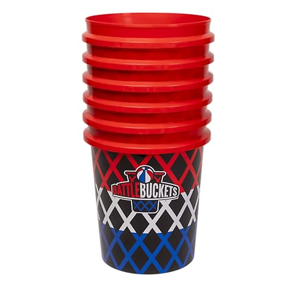 Battle Buckets Giant Yard Pong X Basket Ball Game with Durable Balls and Buckets - Outdoor Game for Lawn, Backyard and Beach - Set includes Buckets, Basket Balls and a Carrying Bag