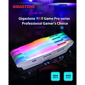 【RGB DDR4 RAM】 GIGSASTONE Game PRO 32GB Kit (2x16GB) DDR4-3200MHz PC4-25600 CL16-20-20-40 Intel XMP 2.0 AMD Ryzen 1.35V UDIMM 288 Pin Unbuffered Non ECC High Performance Gaming Desktop Memory - White