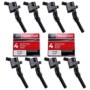 MAS Set of 8 Ignition Coil DG508 and Motorcraft Spark Plug SP493 compatible with Ford Lincoln Mercury 4.6L engines DG457 DG472 DG491 F523 3W7Z12029AA 1L2U12029AA 1L2U12A366A