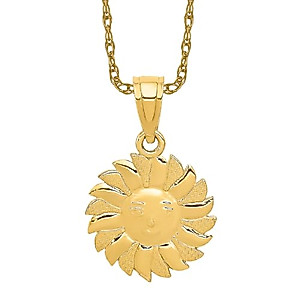 IceCarats 14K Yellow Gold Sun Face Necklace Charm Pendant Only