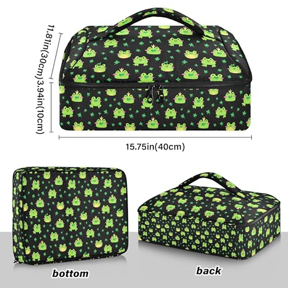 Kcldeci Insulated Thermal Food Carrier Insulated Casserole Carrier for Hot or Cold Food,Cute Frog Kawaii Insulated Tote Bag for Potluck Cookouts Parties Picnic,Lasagna Lugger