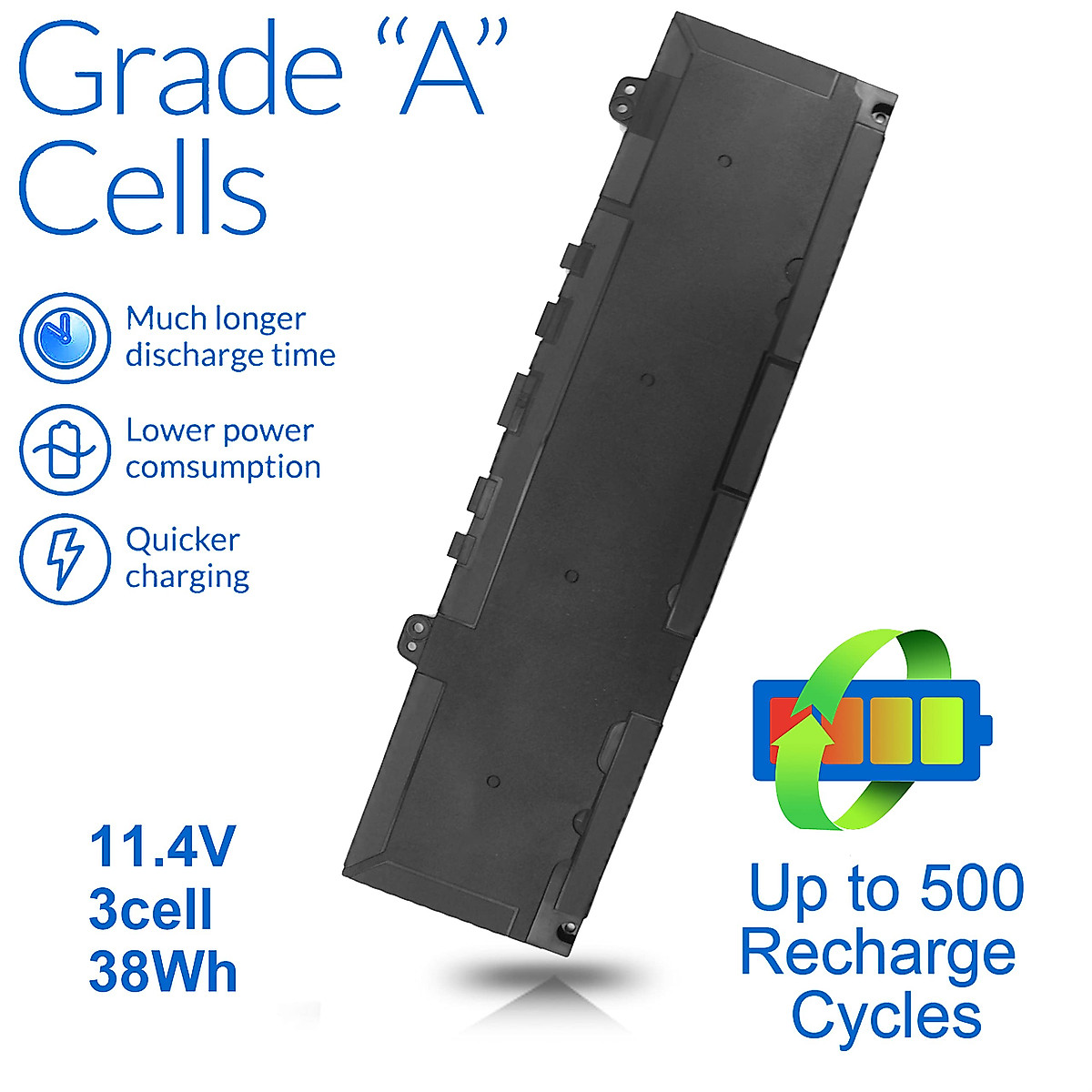 38Wh F62G0 Battery for Dell Inspiron 13 7000 7373 7386 7370 39DY5 2 in 1 7380 5370 P83G P83G001 P91G P87G P91G001 P83G002 P87G001 Vostro 5370 F62GO RPJC3 39DY5 039DY5 0RPJC3 0F62G0 CHA01 11.4V 3-Cell