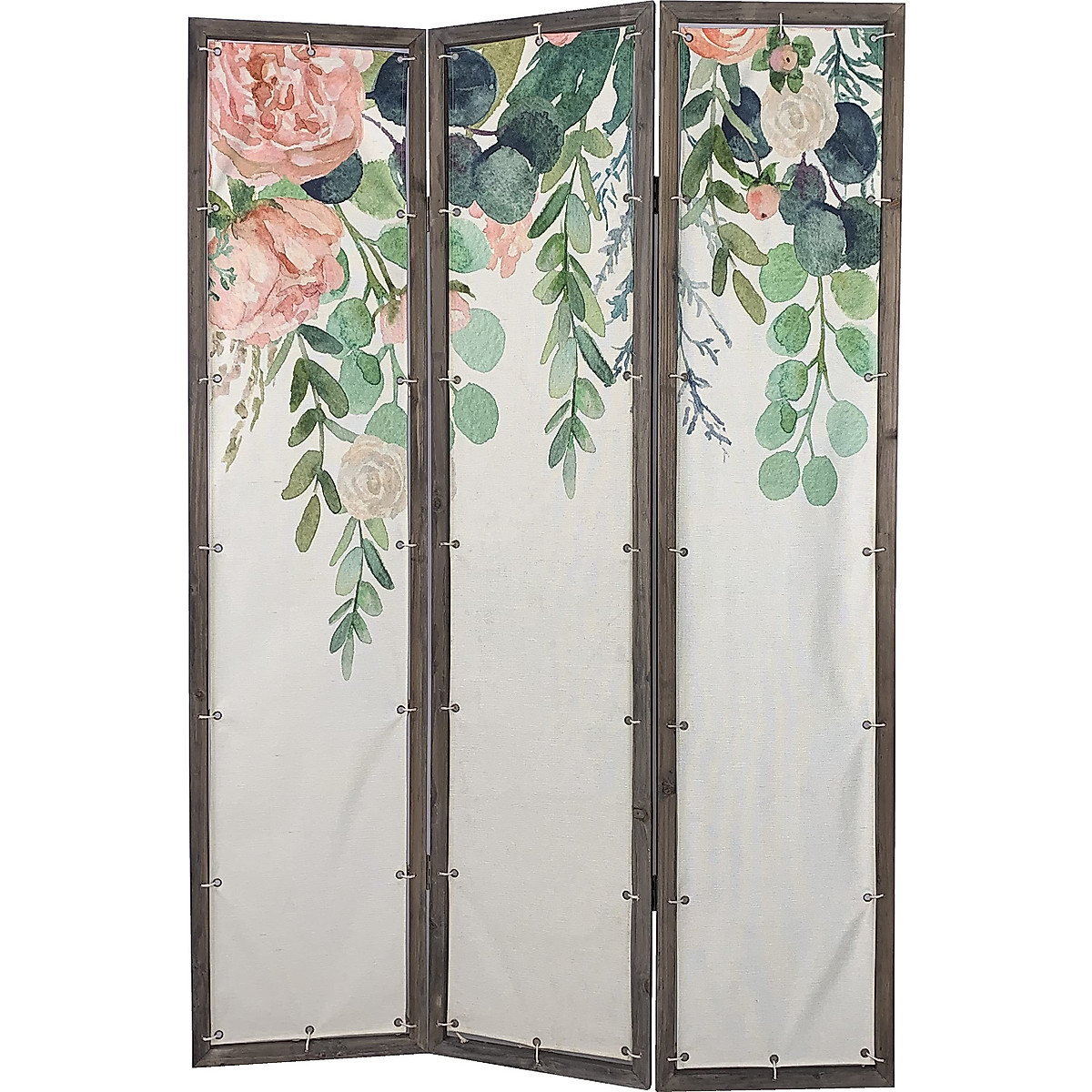 LANDCHY Room Divider Screen Oriental Furniture Privacy Screens Flowers Painting Canvas 3-Panel Foldable Portable Room Separating Divider Room Partitions and Dividers Freestanding 71'' Tall