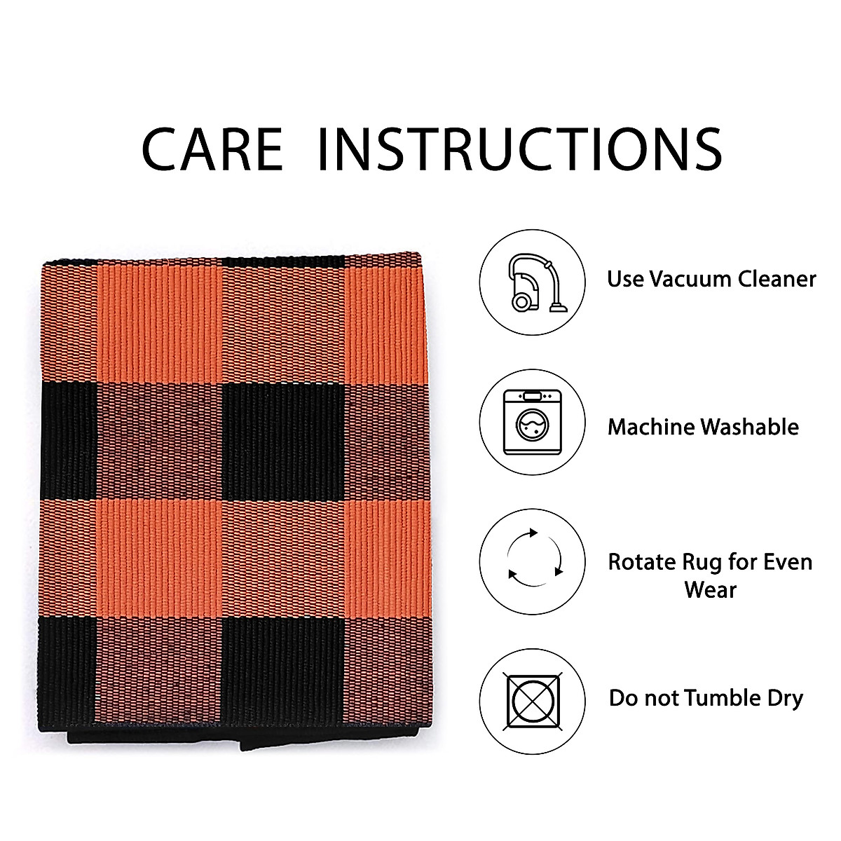 IOHOUZE Cotton Buffalo Plaid Check Rug Outdoor Doormat 27.5 x 43 Inches Washable Woven Outdoor Indoor Welcome Mats for Front Door/Farmhouse/Entryway/Home Entrance Black and Orange Outdoor Rug