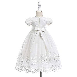 Meiqiduo Baby Girl Christening Dress Baptism Gowns Princess Wedding Party Formal Dresses (3M/0-6Months, Ivory)