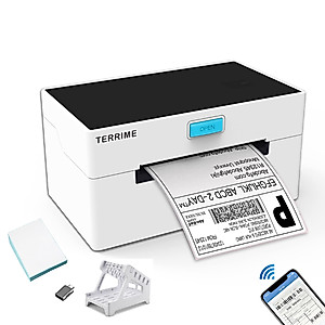 TERRIME Thermal Shipping Label Printer, Wireless Bluetooth Thermal Printer for 4x6 Shipping Label Barcode, Compatible with Android & iPhone/Windows/Mac OS, Support UPS FedEx Shopify Ebay Amazon Etsy