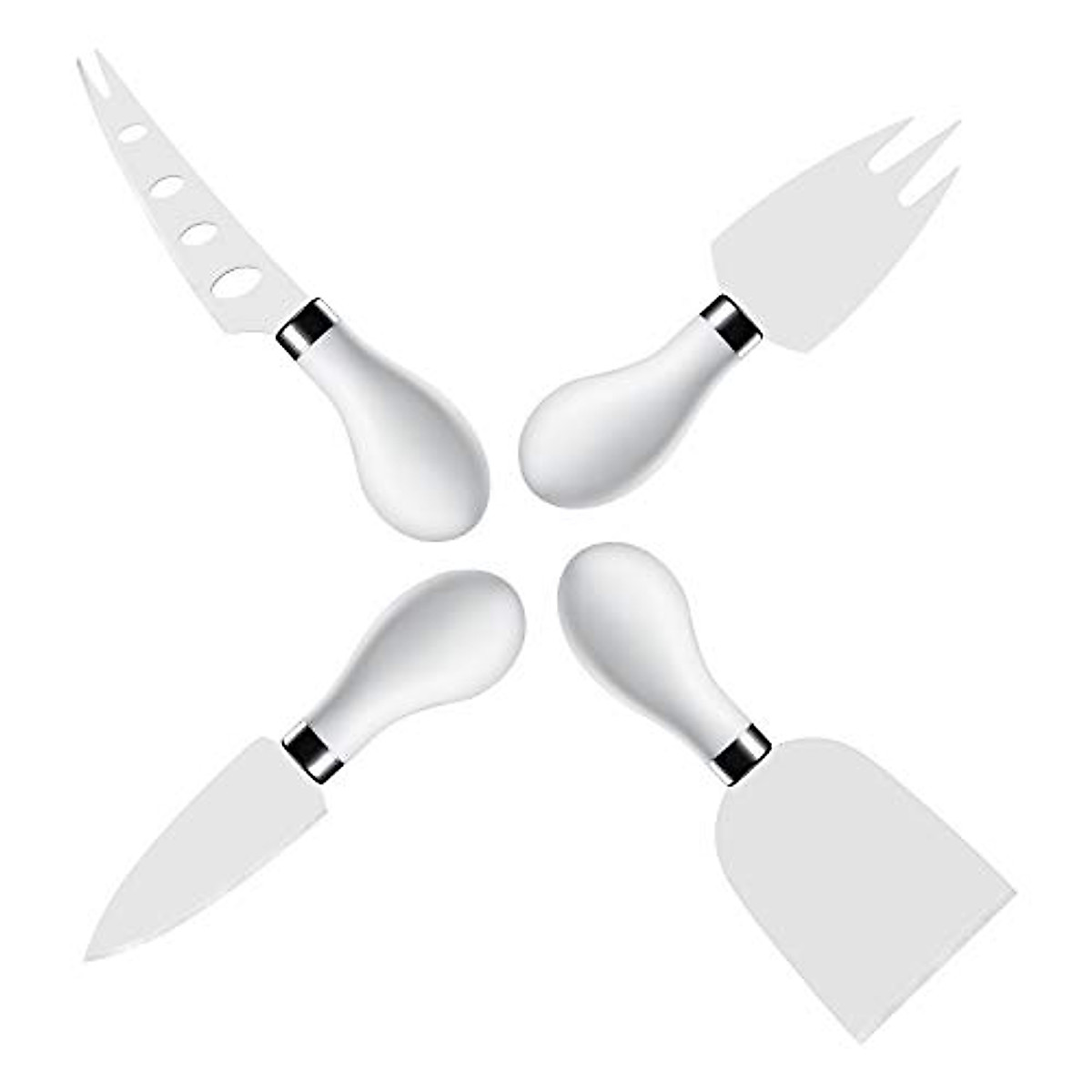hecef Cheese Knife Set of 4, Non-Stick Coated Gift Set for Christmas, Anniversary, Party, Housewarming, Picnic, Birthdays, Wedding(White)